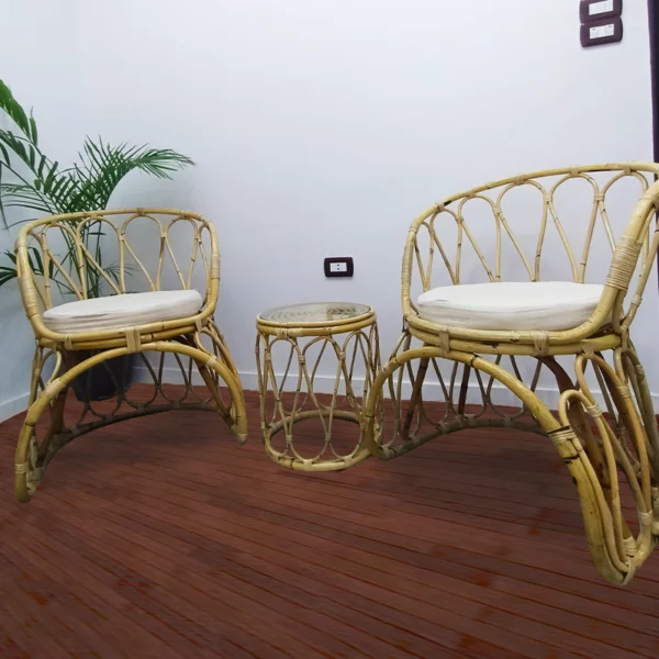 Buy Modern Bamboo chairs (2)+table online - Garden Hub