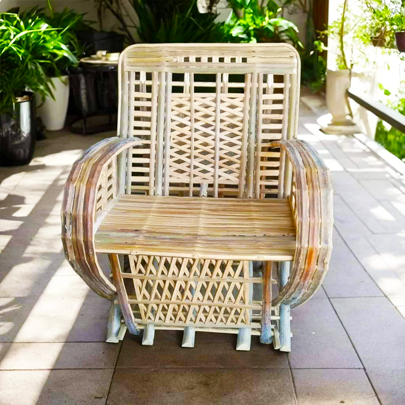 Buy Modern Palm-leaf chairs (4) +table – for outdoor garden & balcony ...